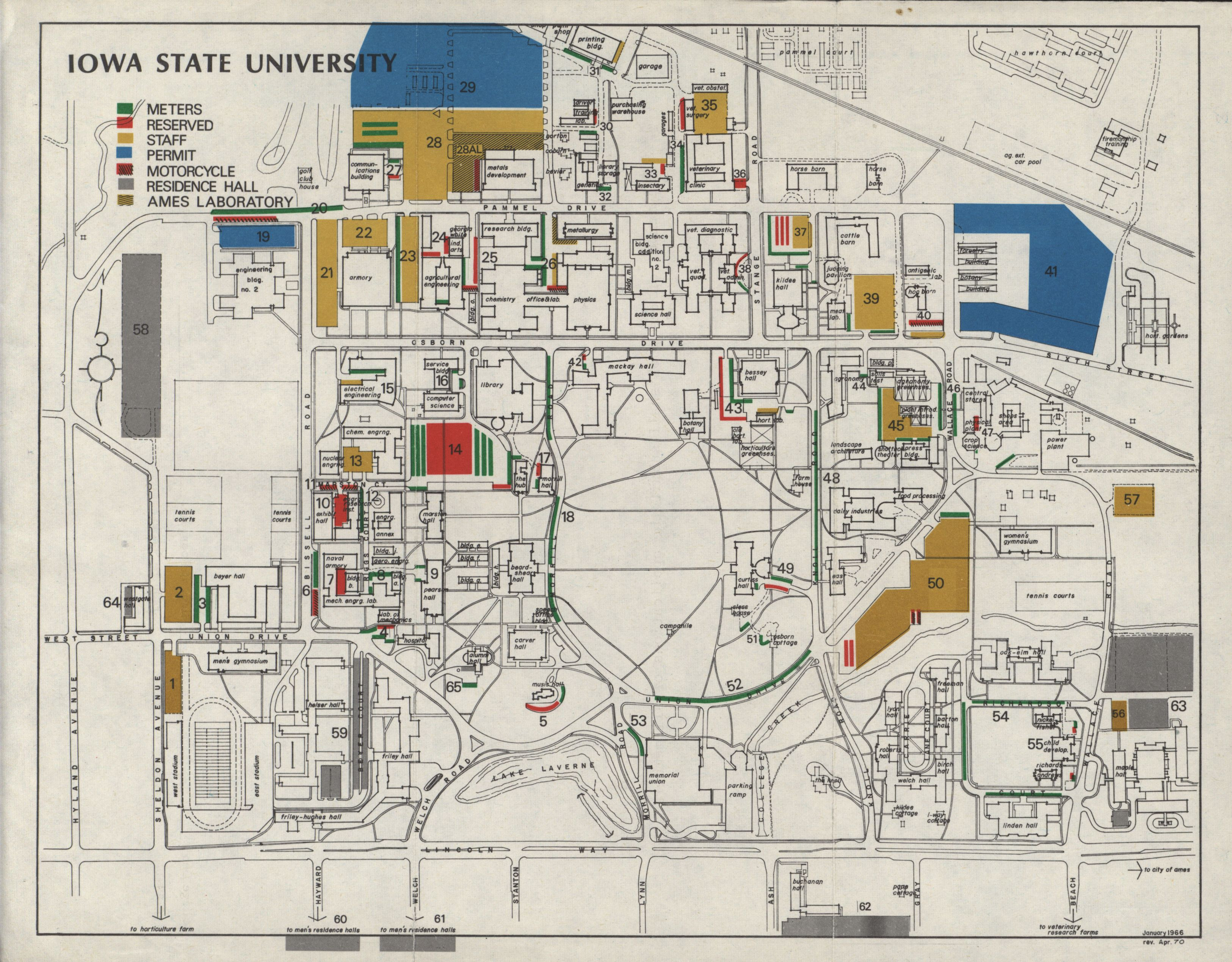 Iowa State University campus map, 1966 | Iowa State University ...