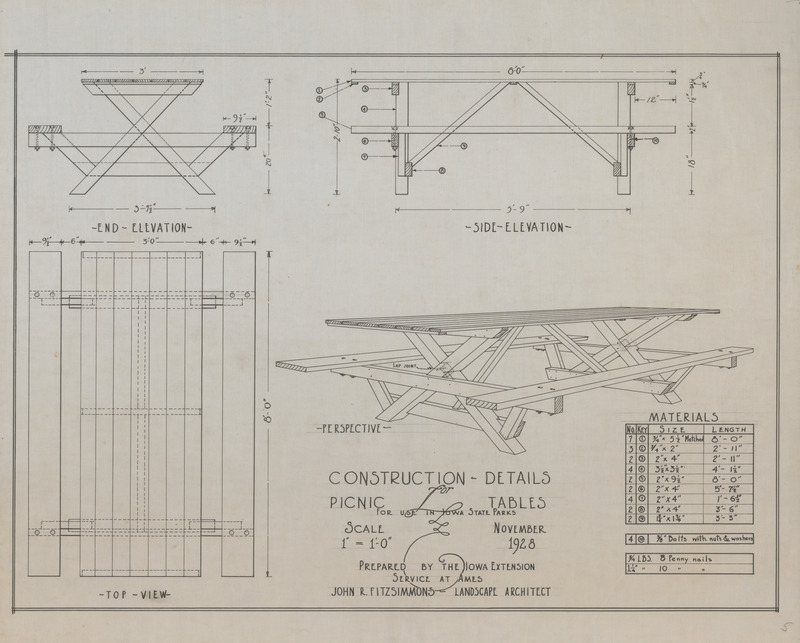 Construction details for picnic tables for use in Iowa State Parks ...