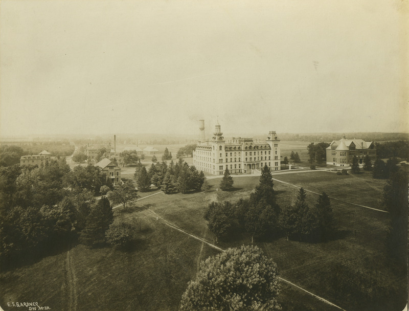 An aerial view of Old Main and Morrill Hall from central campus. | Iowa ...