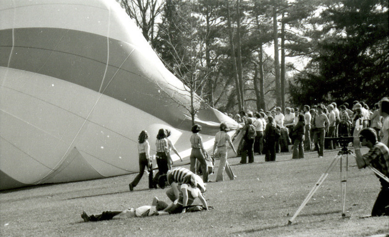 Filling a hot air balloon on Central Campus for Homecoming, 1978 | Iowa ...